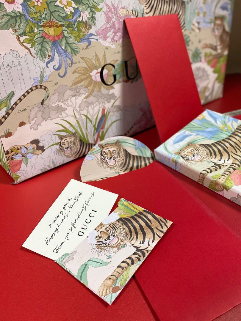 GUCCI ang pow red packet & paper bag - Year of the Tiger 2022, Hobbies ...