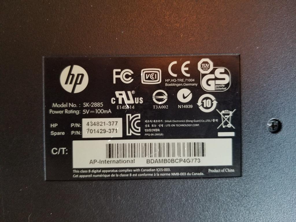 HP SK-2885 wired USB Keyboard Black/Silver D4, Computers & Tech, Parts ...