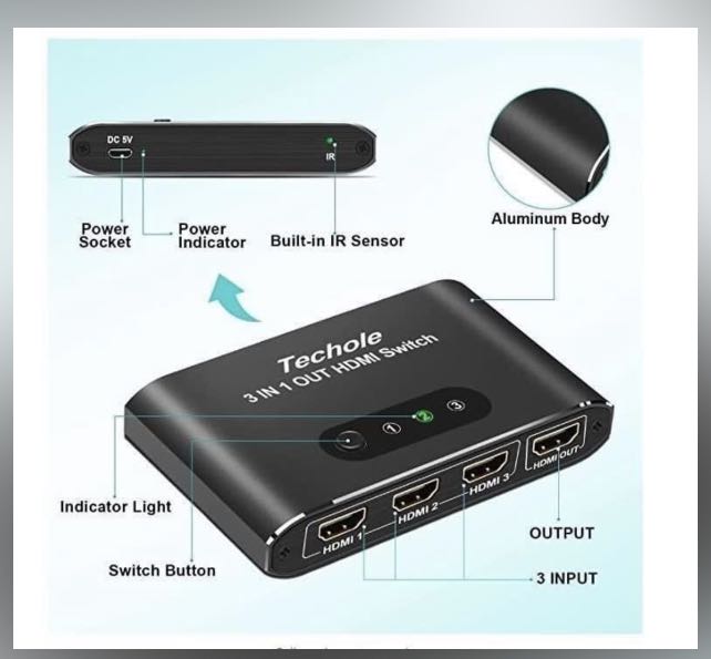 HS301 TECHOLE 4K HDMI SPLITTER SWITCH 3 IN 1 OUT WITH IR REMOTE CONTROL, Computers & Tech, Parts ...