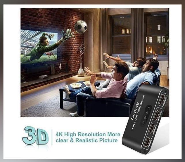 HS301 TECHOLE 4K HDMI SPLITTER SWITCH 3 IN 1 OUT WITH IR REMOTE CONTROL, Computers & Tech, Parts ...