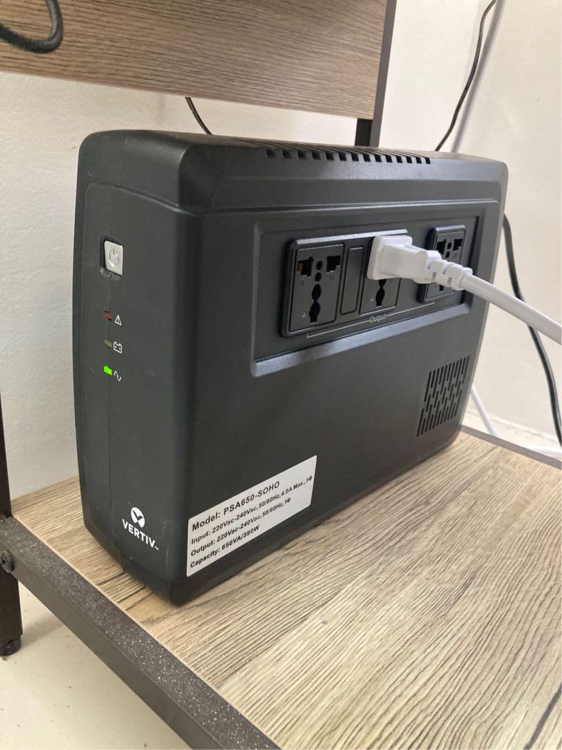 Liebert Vertiv PSA650-SOHO 650VA UPS with USB Port Mobile Charger, Built-in Boost and Buck AVR ...