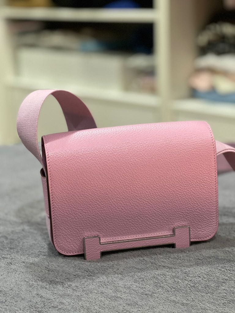 New Hermes Pink Geta Bag Mauve sylvestre sling shoulder, Women's ...