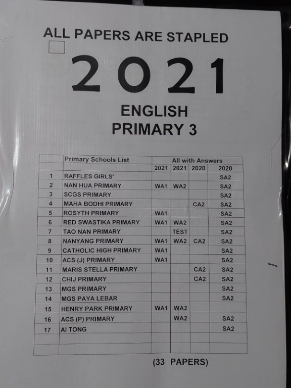 PRIMARY 3 PAST YEAR EXAM PAPERS, Hobbies & Toys, Books & Magazines ...
