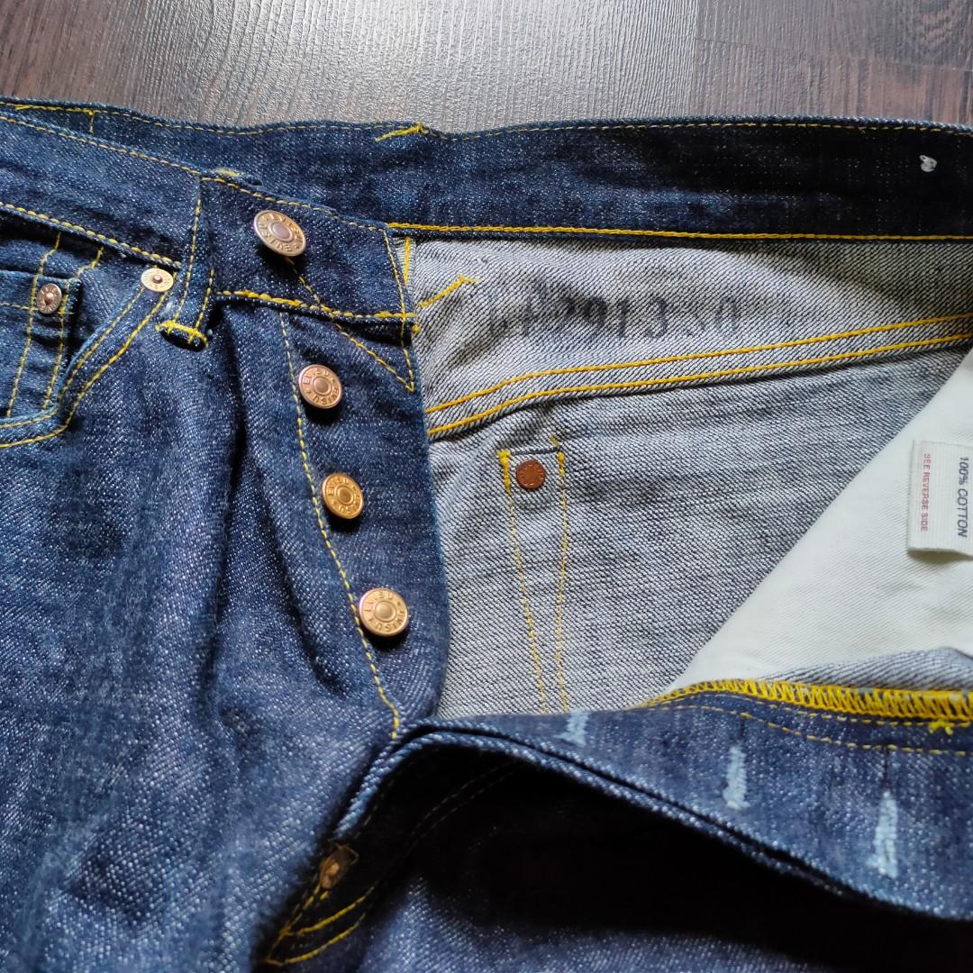 RARE EVISU JAPAN DAICOCK GOLD NO.2 | Selvedge Jeans Lot 0001, Men's Fashion, Activewear on Carousell