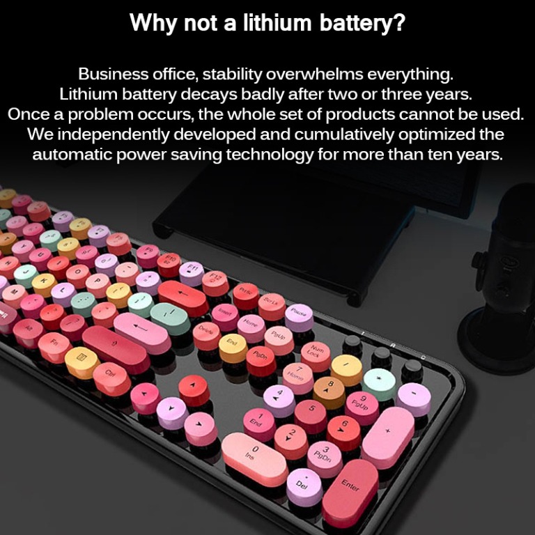 Round Key Caps Wireless Mechanical Keyboard Mute Keyboard Mouse Combo/s ...