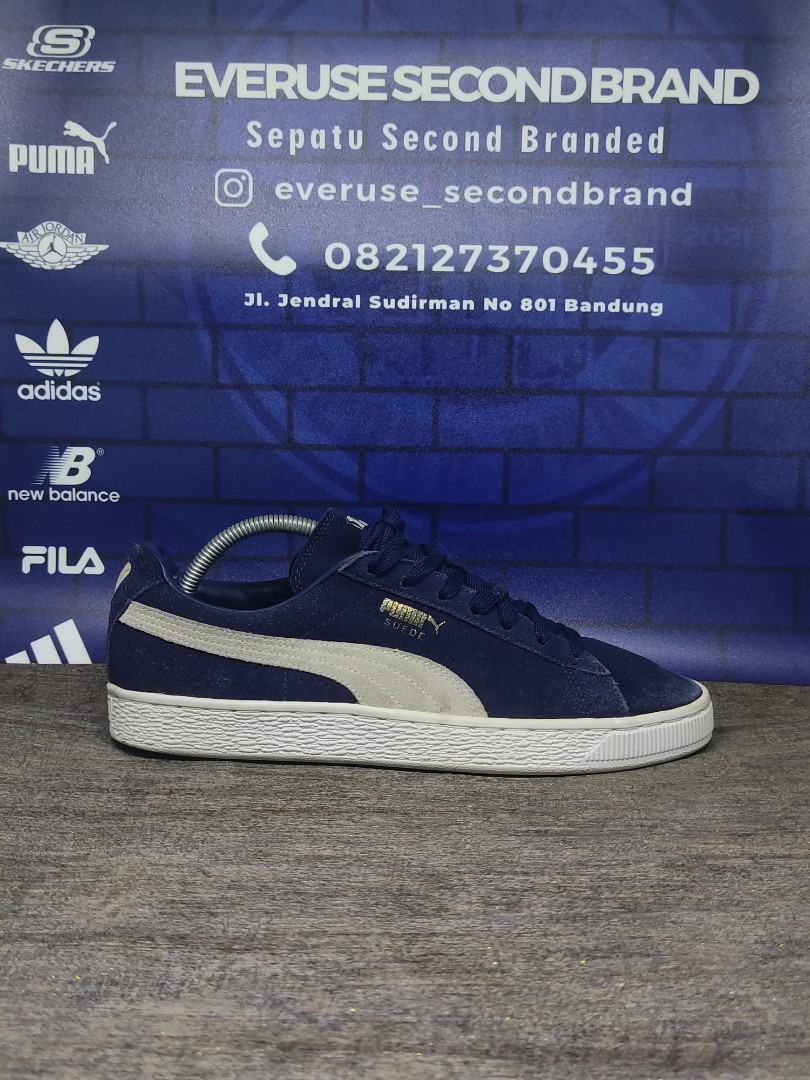 Sepatu Second Puma Suede Classic Navy White Original, Fesyen Pria ...