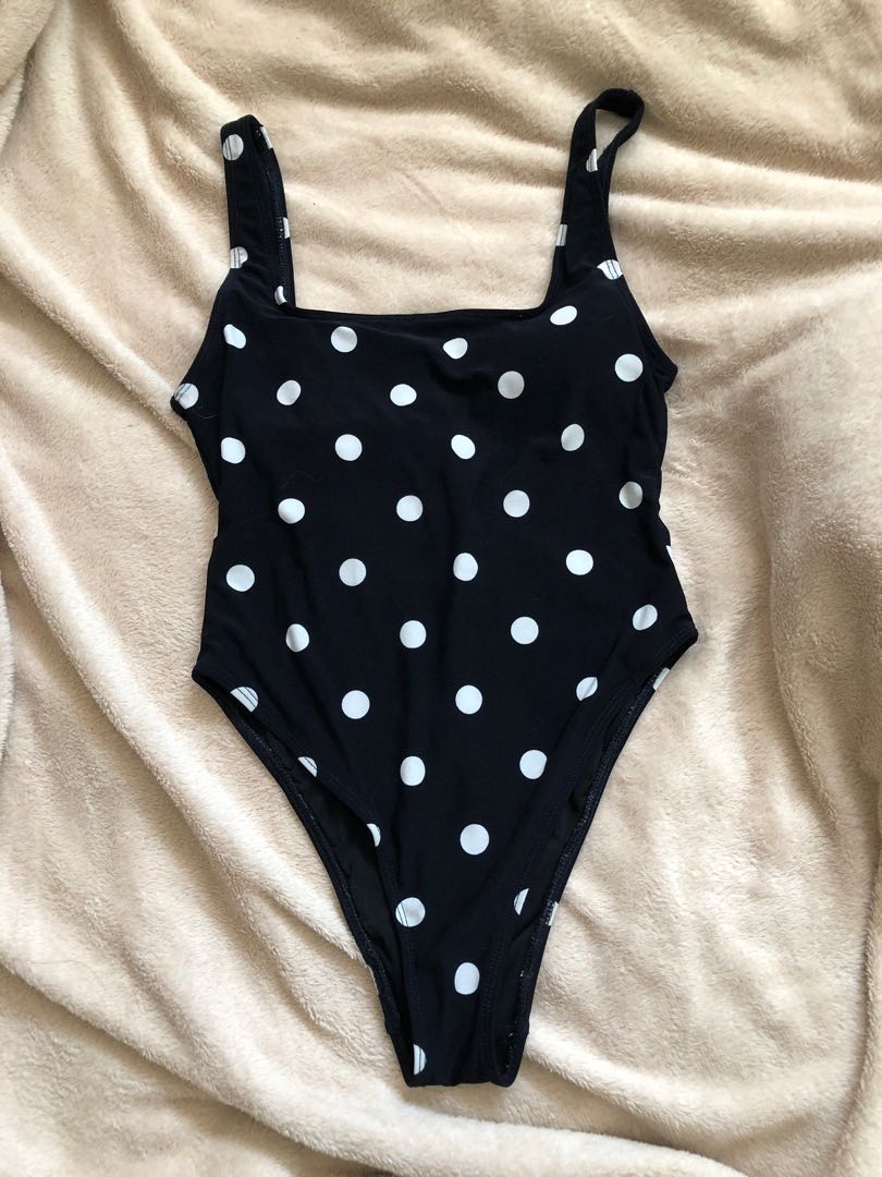Square neck polka dots one piece bikini, Women's Fashion, Swimwear ...