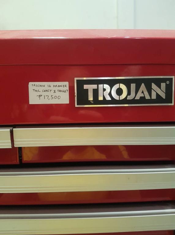Trojan 16 Drawers Tool Chest & Trolley, Commercial & Industrial ...