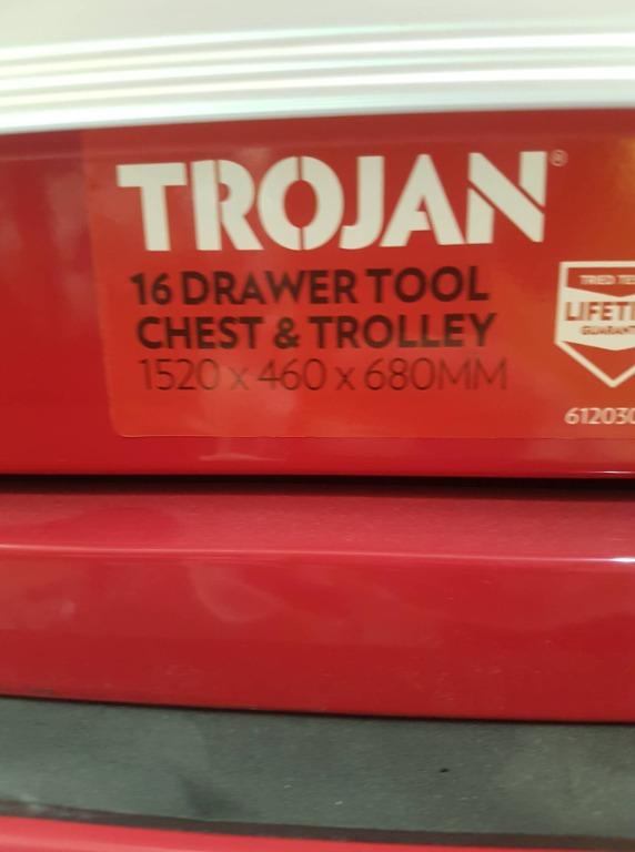 Trojan 16 Drawers Tool Chest & Trolley, Commercial & Industrial ...