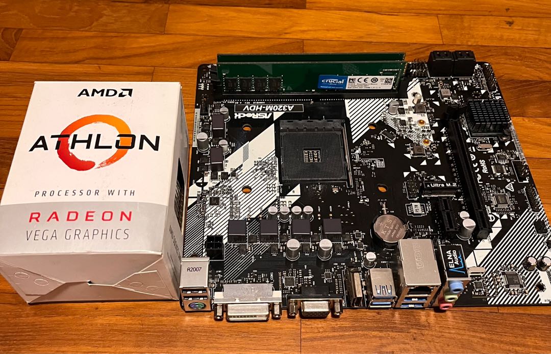 Used AMD Athlon 3000G with Asrock 320M motherboard with 8Gb Crucial ram ...