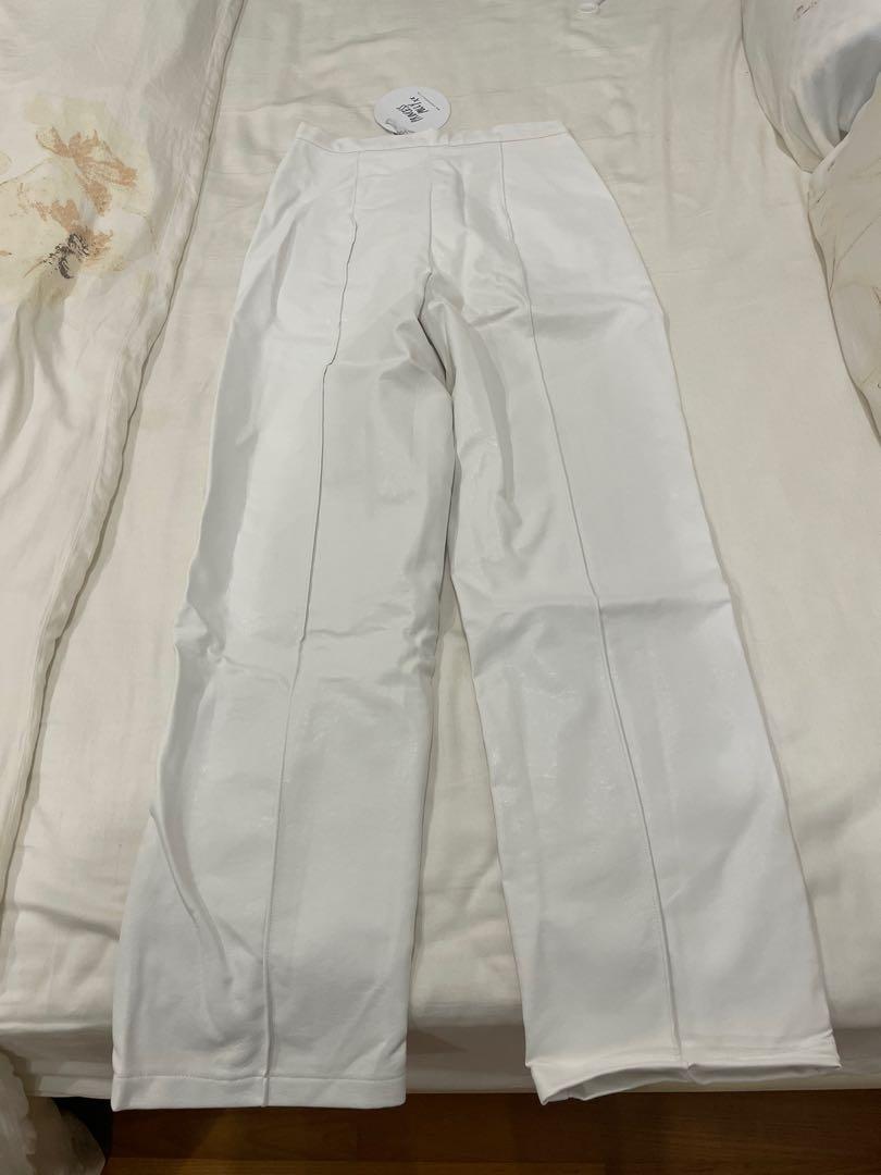 White pvc leather pants, Women's Fashion, Bottoms, Other Bottoms on ...