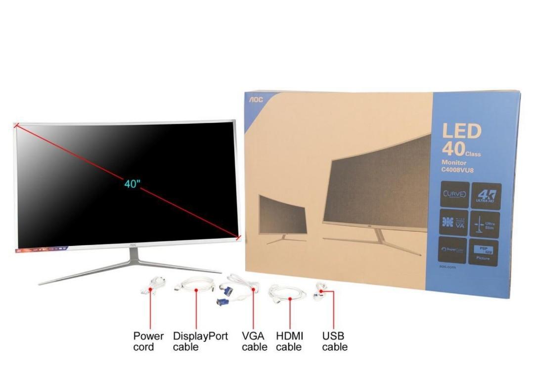 Aoc 40inch curved 4k ultra hd monitor, Computers & Tech, Parts ...
