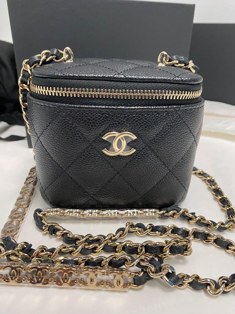 Authentic Chanel Caviar Mini Vanity with mirror with CC chain, Luxury ...