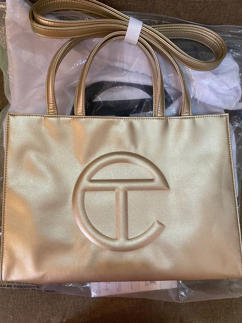 Authentic Telfar Medium Gold, Women's Fashion, Bags & Wallets, Tote ...
