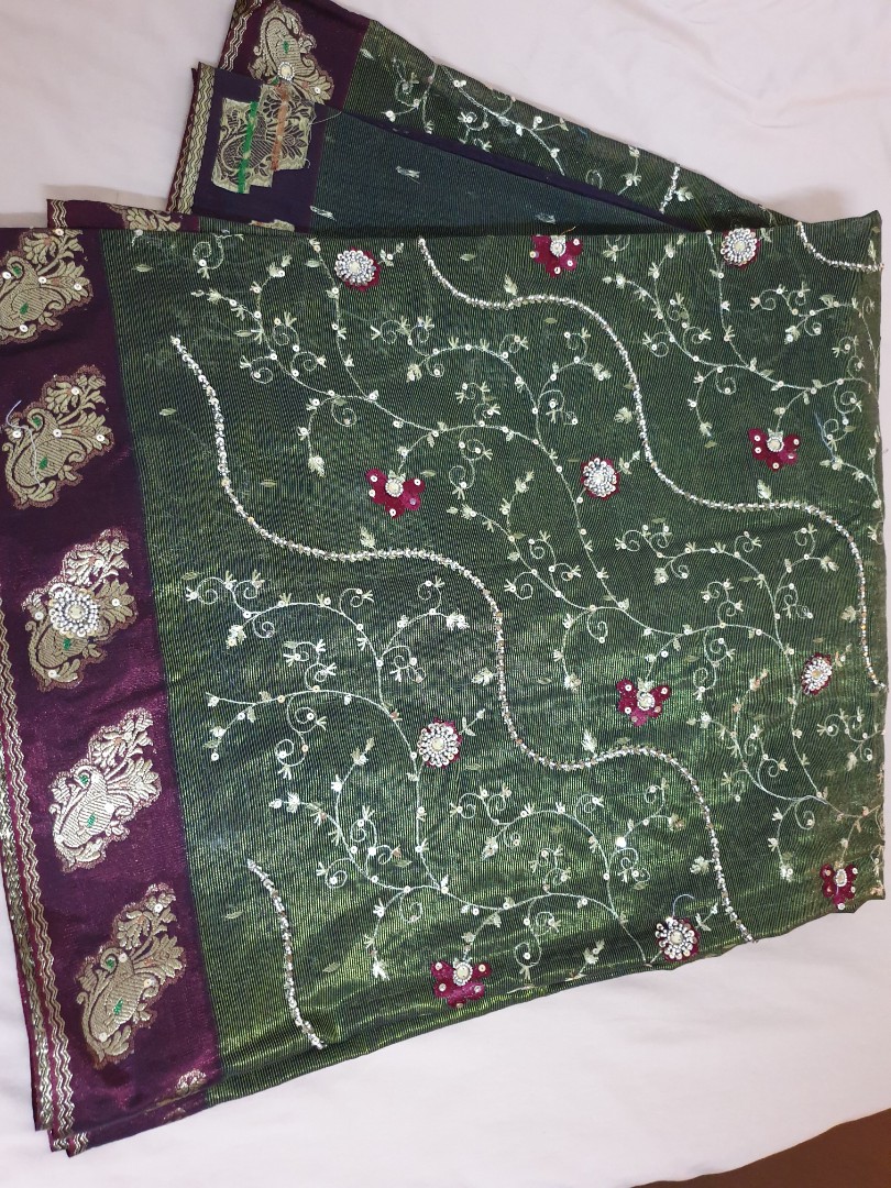 Kain Saree Baju Kurung Kebaya embroidery sulam, Women's Fashion ...