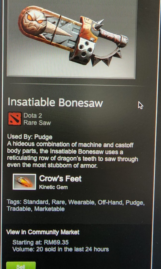 dota 2 pudge insatiable bonesaw offhand, Video Gaming, Video Games ...