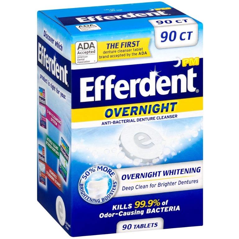Efferdent Overnight Whitening Anti-Bacterial Denture & Retainer ...