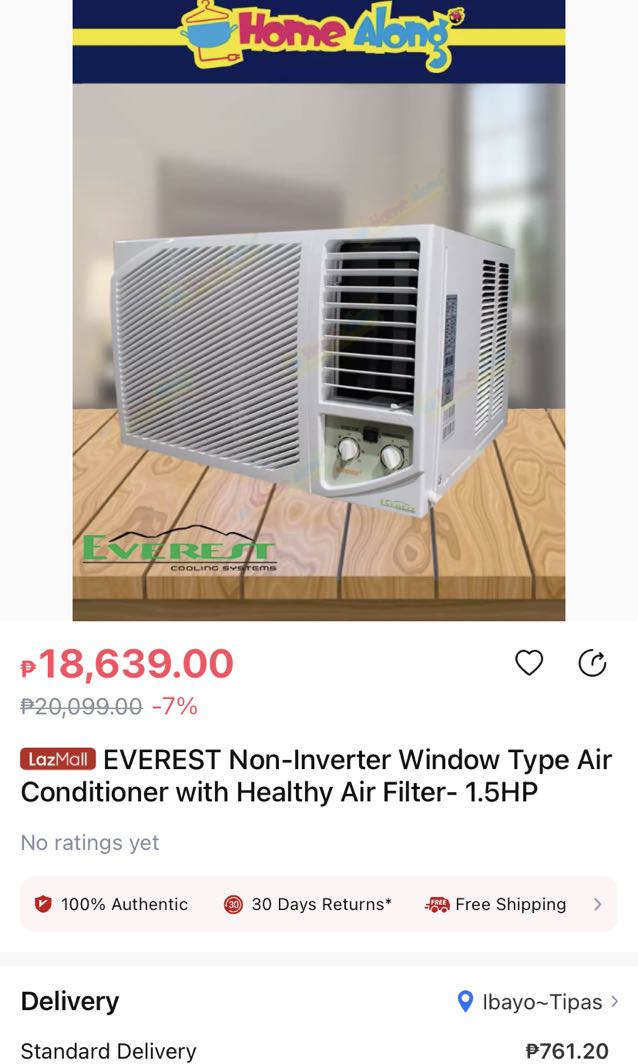 Everest Aircon Window Type Manual Non Inverter 1.5hp, TV & Home ...