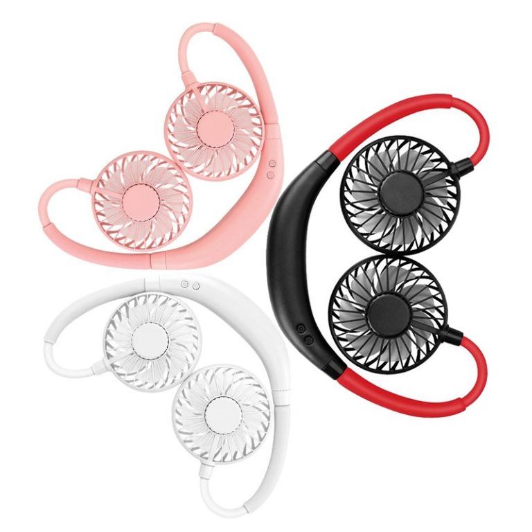 Hanging Neck Fan with Aromatherapy LED light Bendable Wearable Sports ...