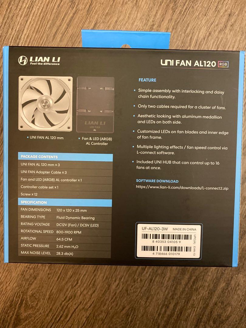 Lian Li Uni Fan AL120 White (x3) with Controller, Computers & Tech ...
