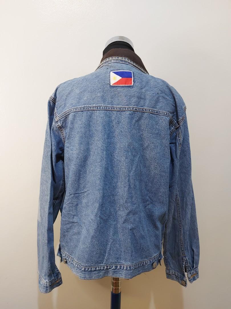 Maong Jacket with Philippine Flag Medium to XL, Women's Fashion, Coats ...