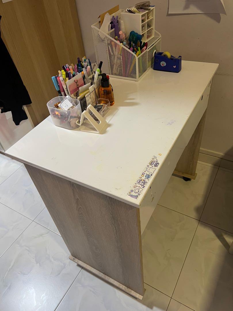 Movable writing table with one drawer, Furniture & Home Living ...