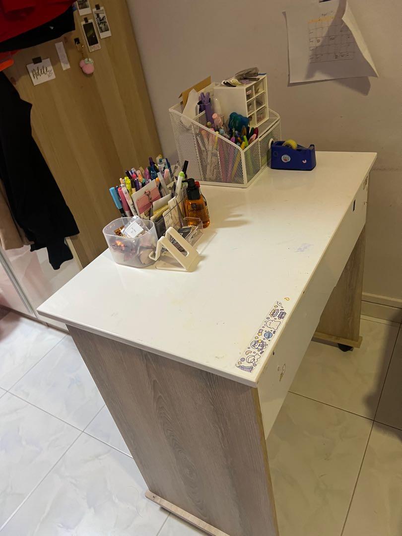 Movable writing table with one drawer, Furniture & Home Living ...