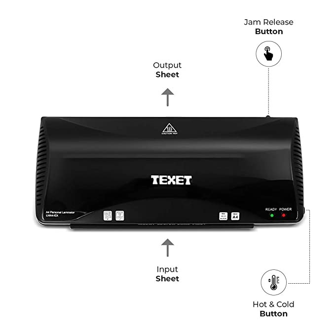 Texet LMA4-EX,A4 Lamination Machine with Jam Release Control,Automatic Portable Laminator ...