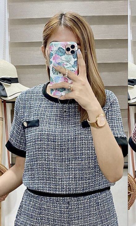 Tweed Coords in Navy Blue Set, Women's Fashion, Dresses & Sets, Sets or ...