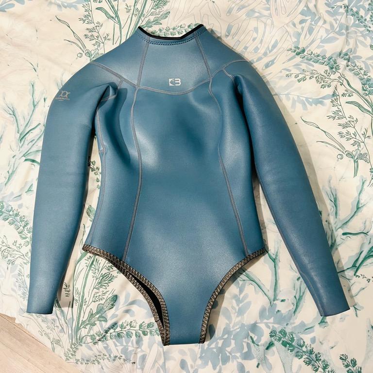 (Used) BestDive 2mm Open Back Bodysuit Wetsuit Women / Goddess Water Drop BodySuit / Light Blue ...