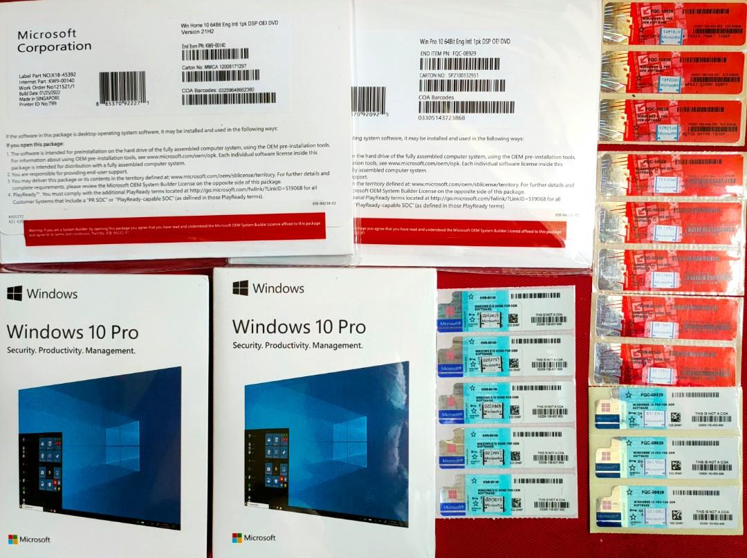 Genuine Ms Windows 10 pro home sticker key/Windows 11 pro home sticker ...