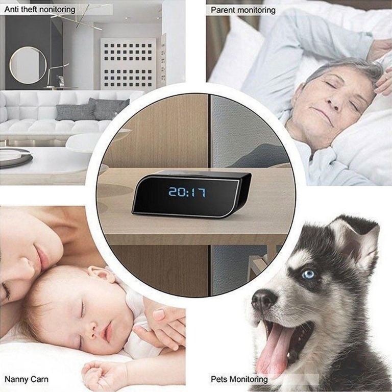 全新 Wifi Hidden Table Clock Camera HD1080P 160°Wide View Angle Spy P2P ...
