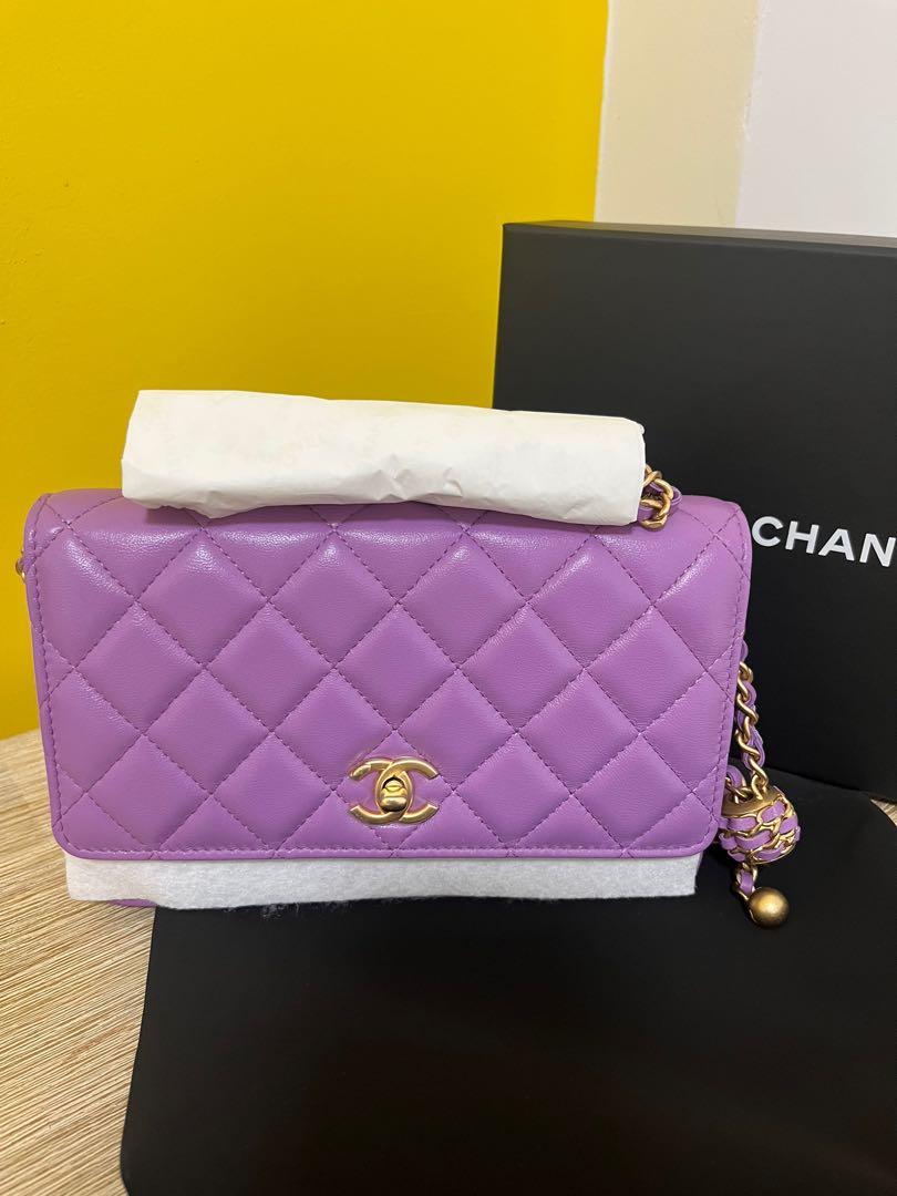 New in Chanel 22S Purple Pearl crush WOC, Women's Fashion, Bags ...