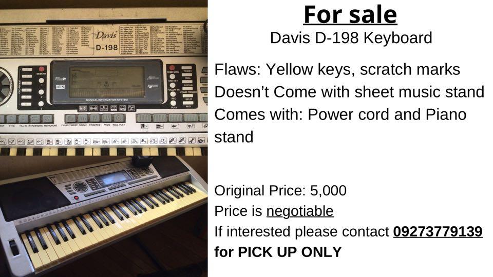 [For Sale] Davis D-198 keyboard Piano Organ Electric, Hobbies & Toys ...