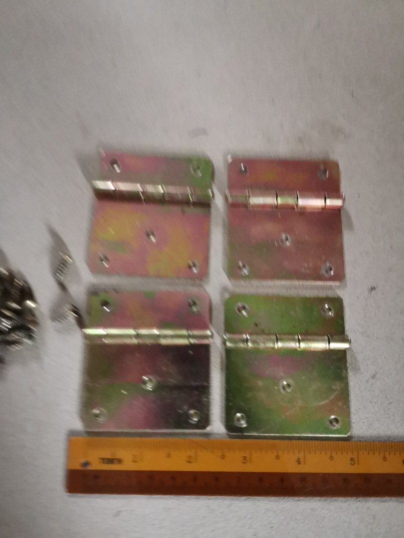 Free DIY stuff : 4 Hinges with 25 screws, Everything Else on Carousell