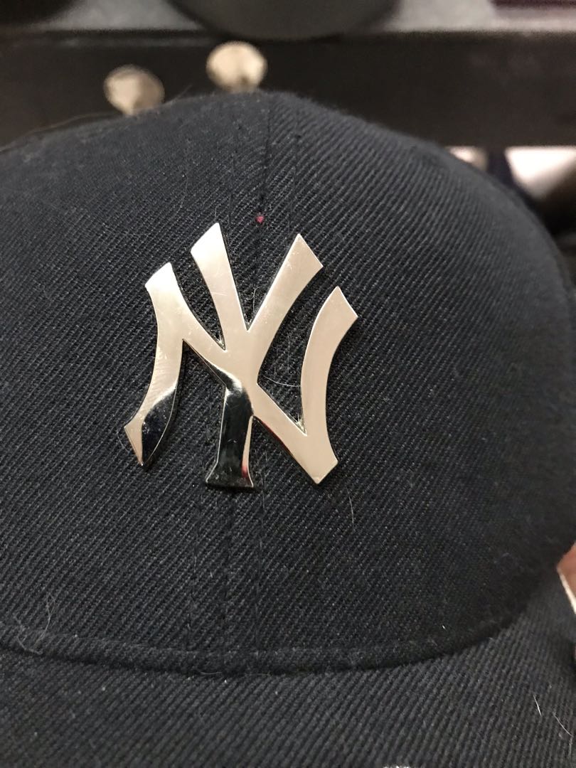NY Yankees Authentic MLB cap black adjustable Metal chrome front logo ...