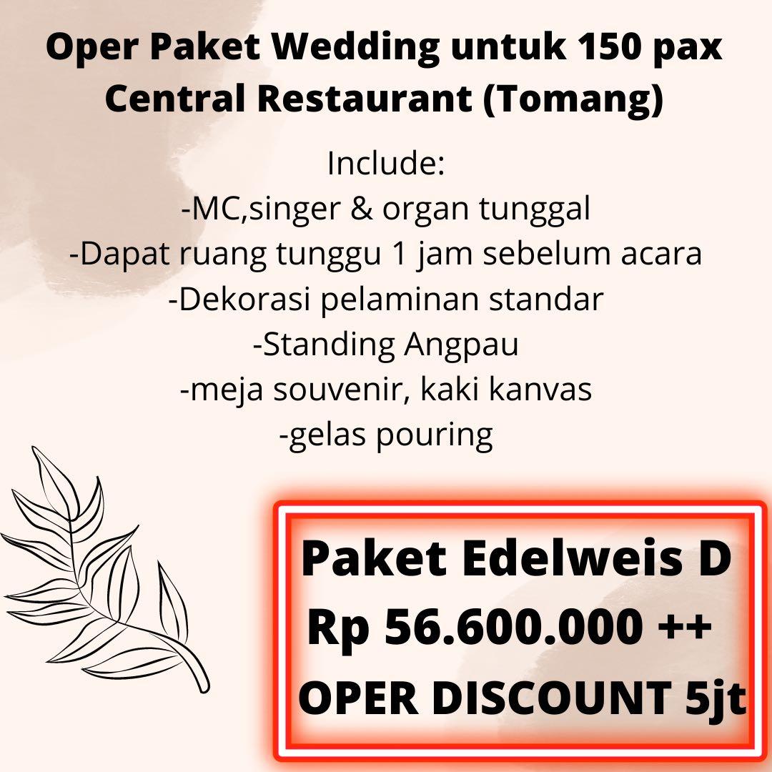 Oper paket pernikahan wedding Central restaurant tomang package makan ...