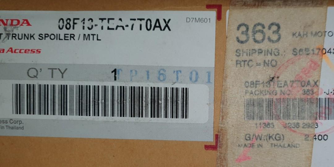 ORIGINAL HONDA CIVIC FC MODULO SPOILER, Car Accessories, Accessories on ...