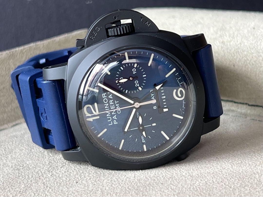 PAM1135 Luminor Chrono Monopulsante 8 Giorni GMT Blu Notte, Luxury ...