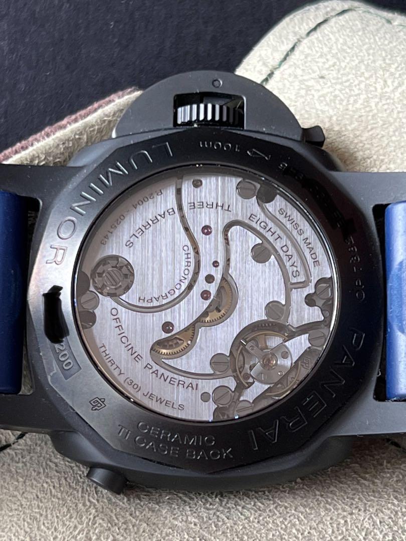 PAM1135 Luminor Chrono Monopulsante 8 Giorni GMT Blu Notte, Luxury ...