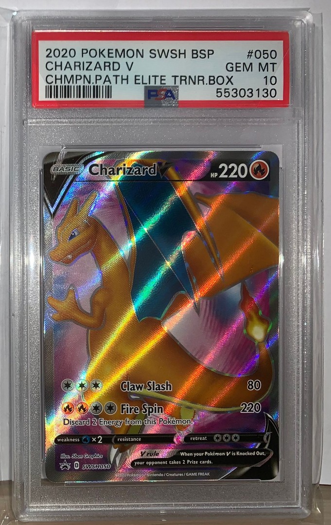 Pokemon Card 2020 SWSH Charizard V PSA10, 興趣及遊戲, 玩具 & 遊戲類 - Carousell
