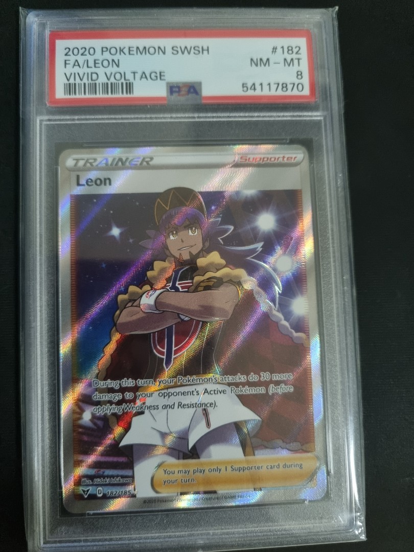 Pokemon TCG PSA 8 Leon Full Art Trainer, Hobbies & Toys, Toys & Games ...