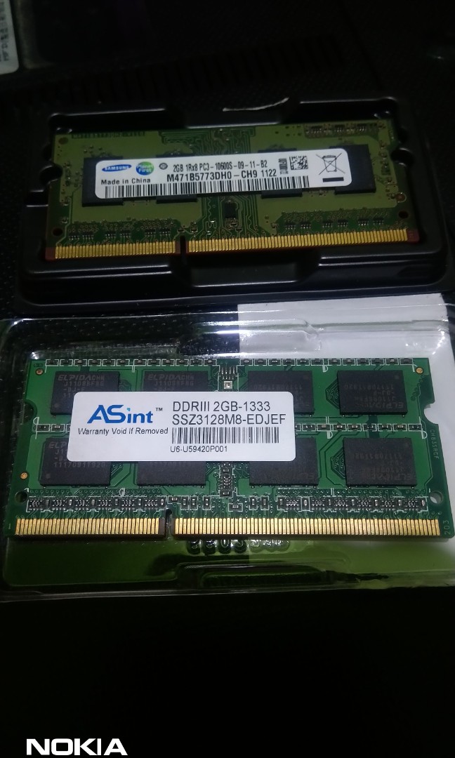 Samsung & Asint ddr3 x2gb= 4gb ram, Computers & Tech, Laptops ...