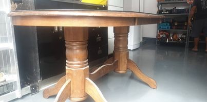 VINTAGE NARRA OVAL DINING TABLE WITH GLASS TOP, Furniture & Home Living ...