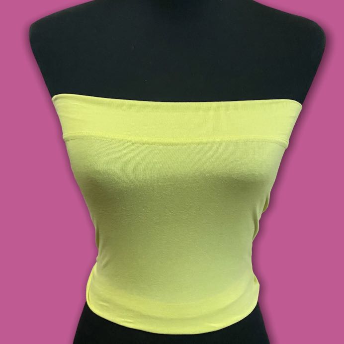 y2k plain neon yellow tube top, Women's Fashion, Tops, Sleeveless on ...
