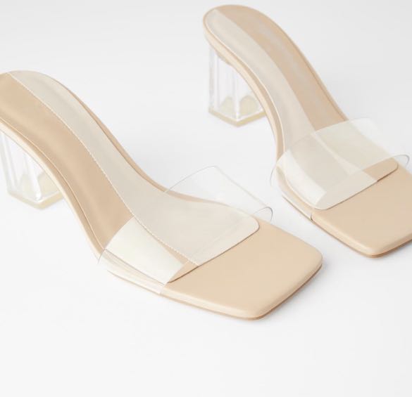 Zara Transparent Slip On, Women's Fashion, Footwear, Heels on Carousell