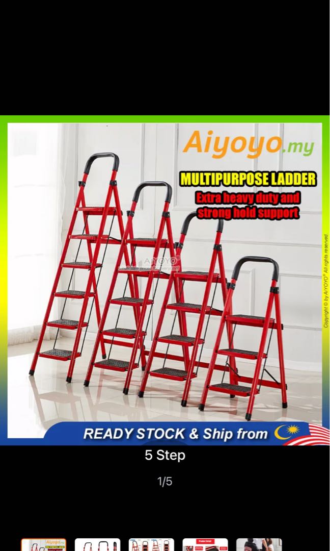 5 step ladders heavy duty step, Furniture & Home Living, Home ...