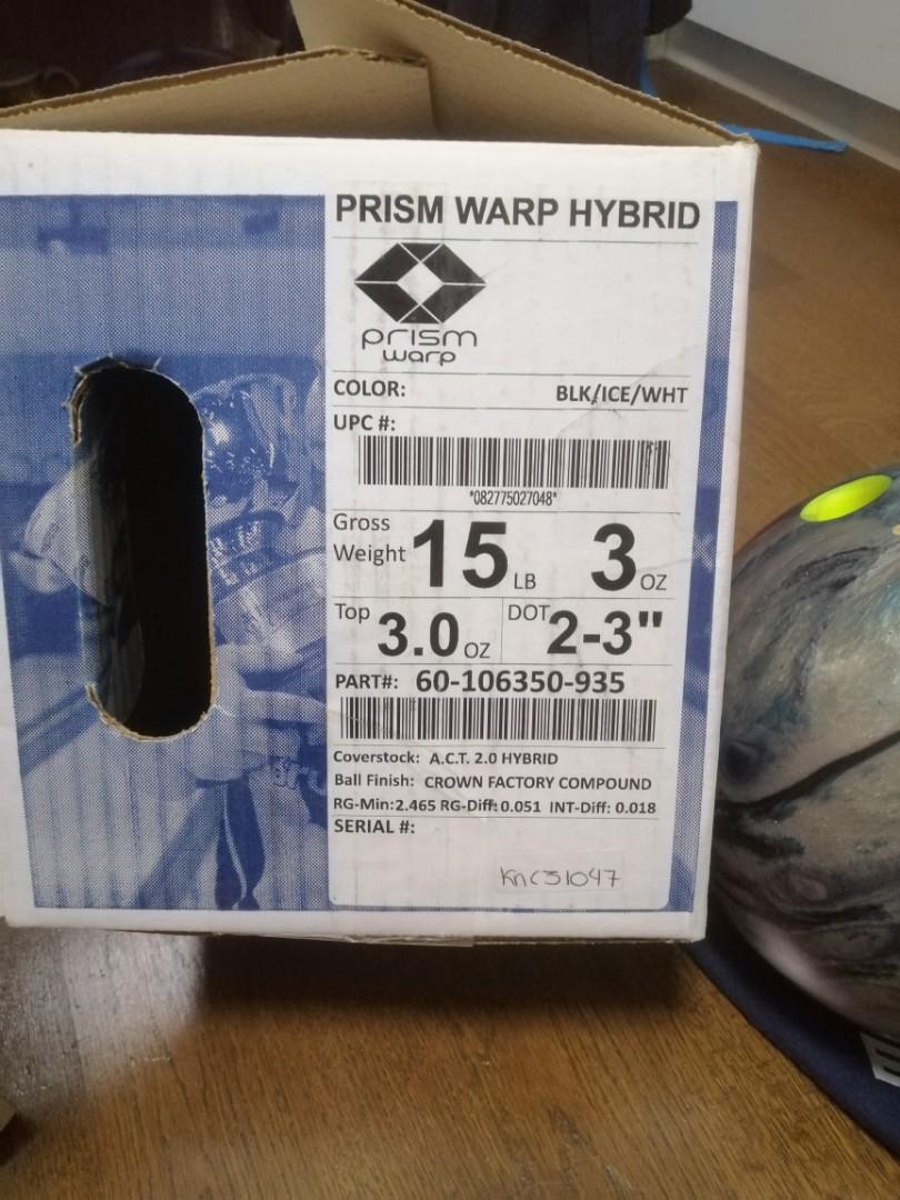 Brunswick Prism Warp Hybrid Bowling Ball 15lbs, Sports Equipment ...