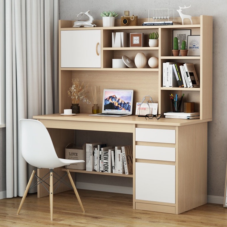 Computer Desk with Bookshelf Simple Small Apartment Multi-Functional ...