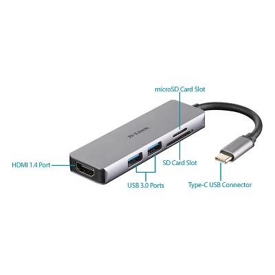D-Link DUB-M530 5-in-1 USB-C Hub with HDMI and SDCard, Computers & Tech ...